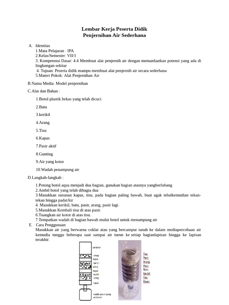 Cara Sederhana Penjernihan Air untuk Siswa | PDF