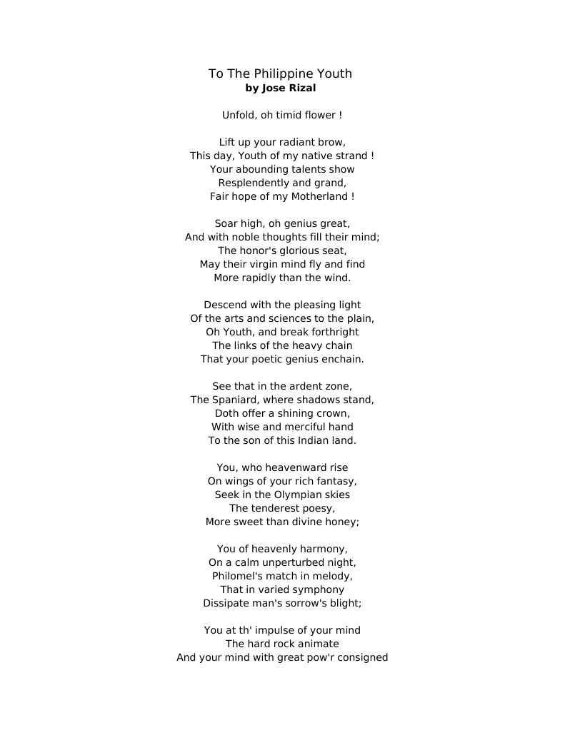 Rizal's Poem to the Filipino Youth | PDF | Art