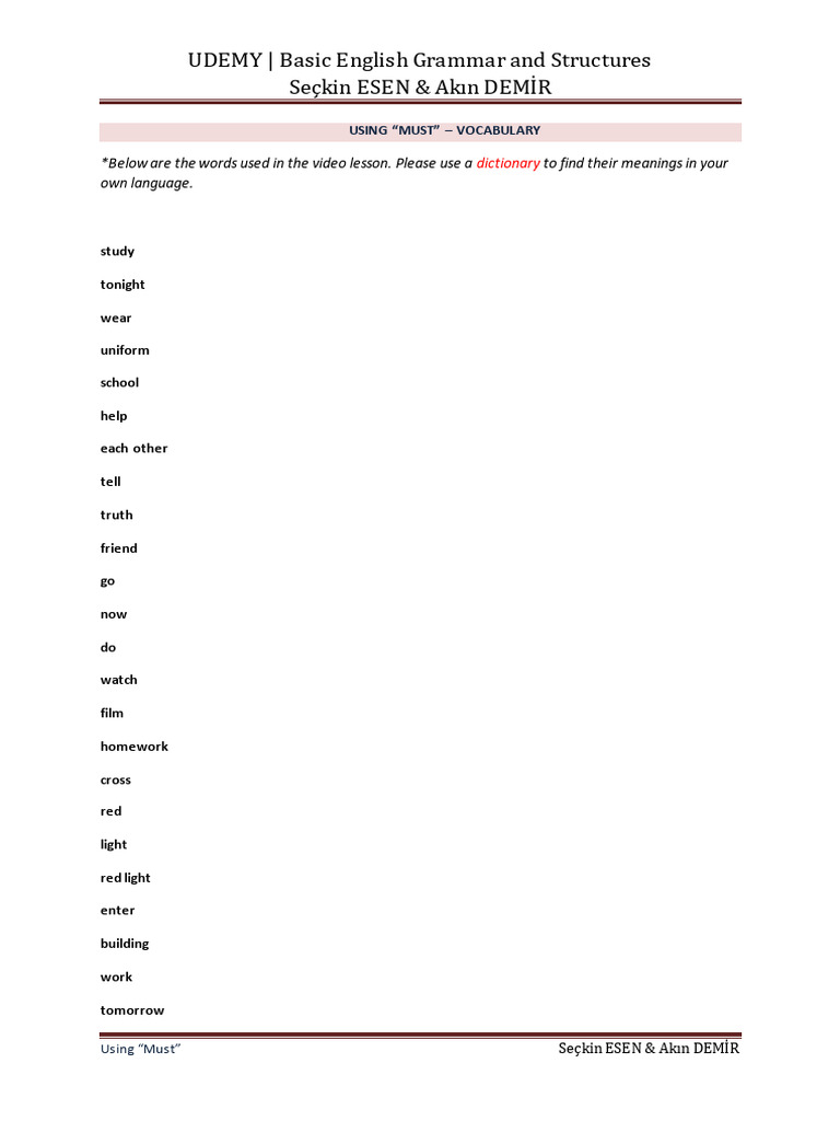 Mastering "Must" in English Grammar | PDF