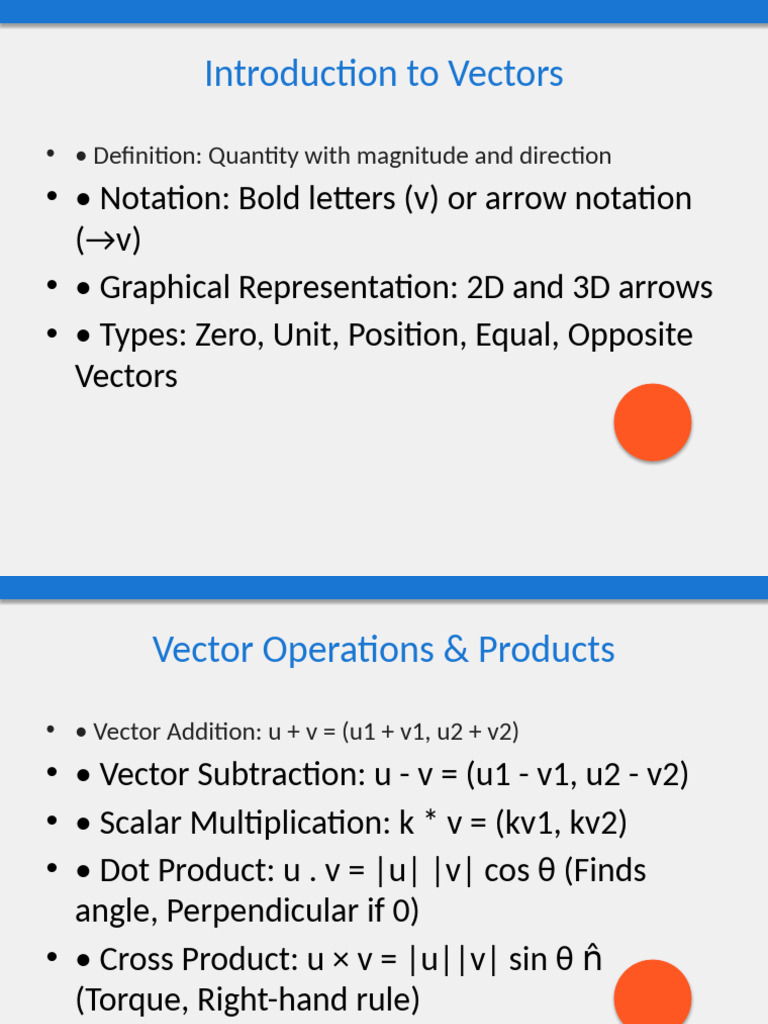 Vectors 5 Slides Expanded Orthogonal | PDF