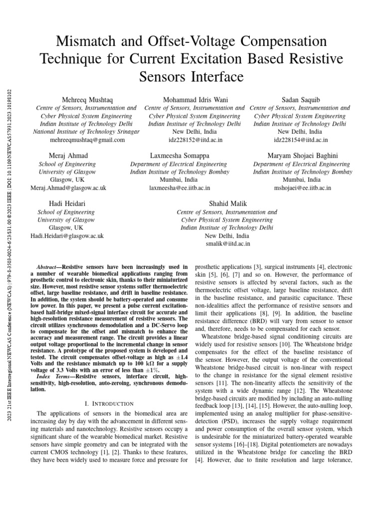 Mismatch and Offset-Voltage Compensation Technique For Current Excitation Based Resistive ...