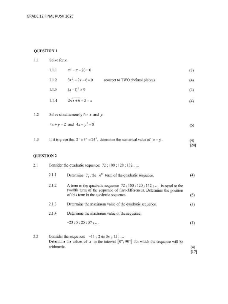 Grade 12 Final Push 2025 - 250412 - 084249 | PDF