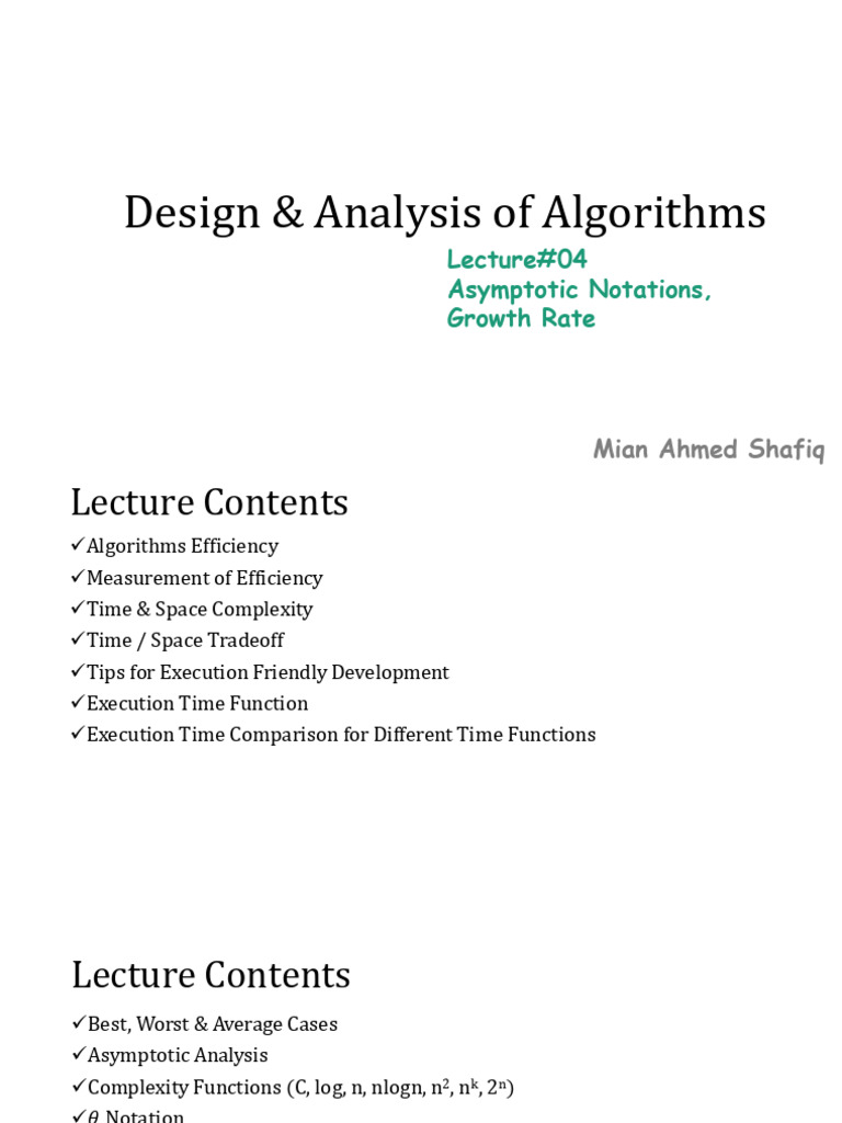 Lecture#04, DAA, Asymptotic Notations _ Growth Rate | PDF | Time Complexity | Computer Science
