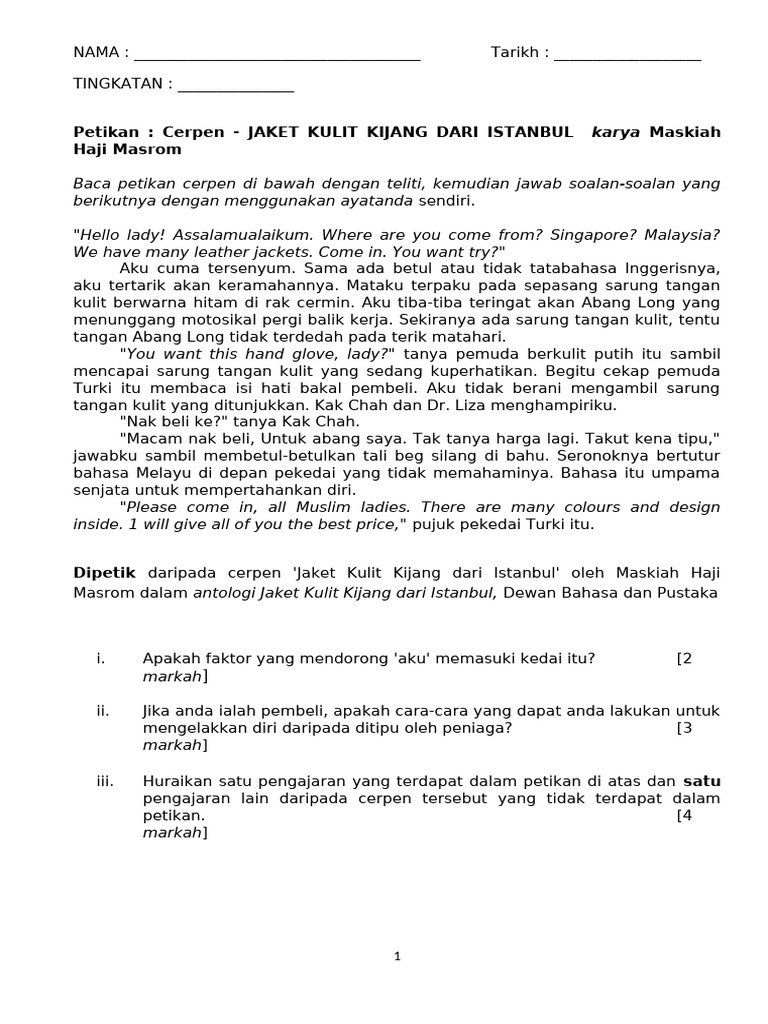 Jaket Kulit Kijang Dari Istanbul | PDF