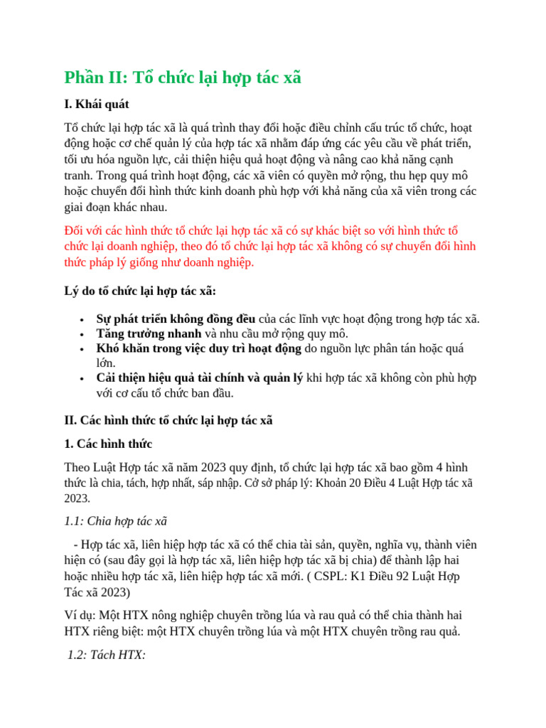 Khái Quát - Các Hình TH C T CH C L I H P Tác Xã | PDF