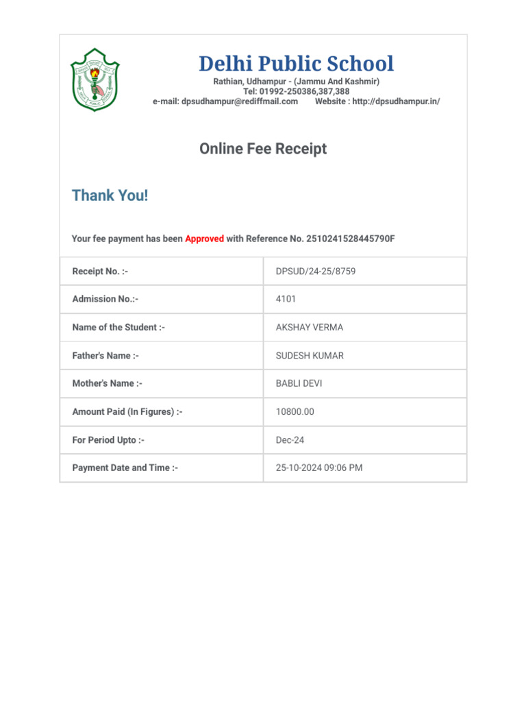 Fee Receipt | PDF