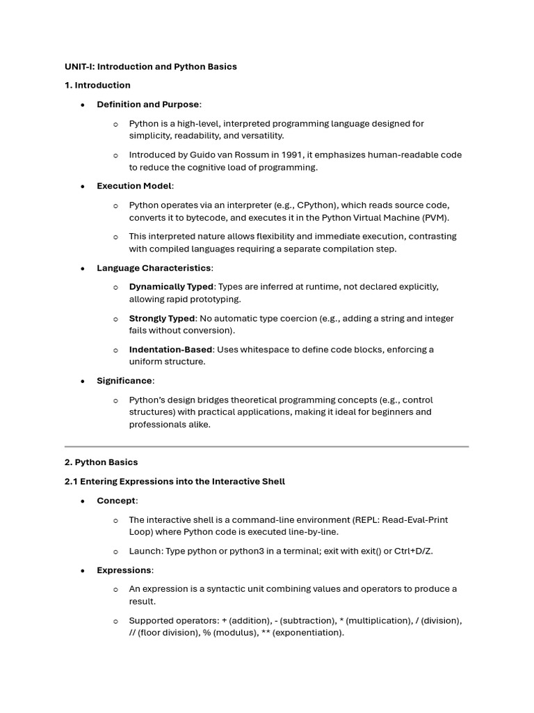 PROGRAMMING IN PYTHON_unit1,2 | PDF | Boolean Data Type | Control Flow