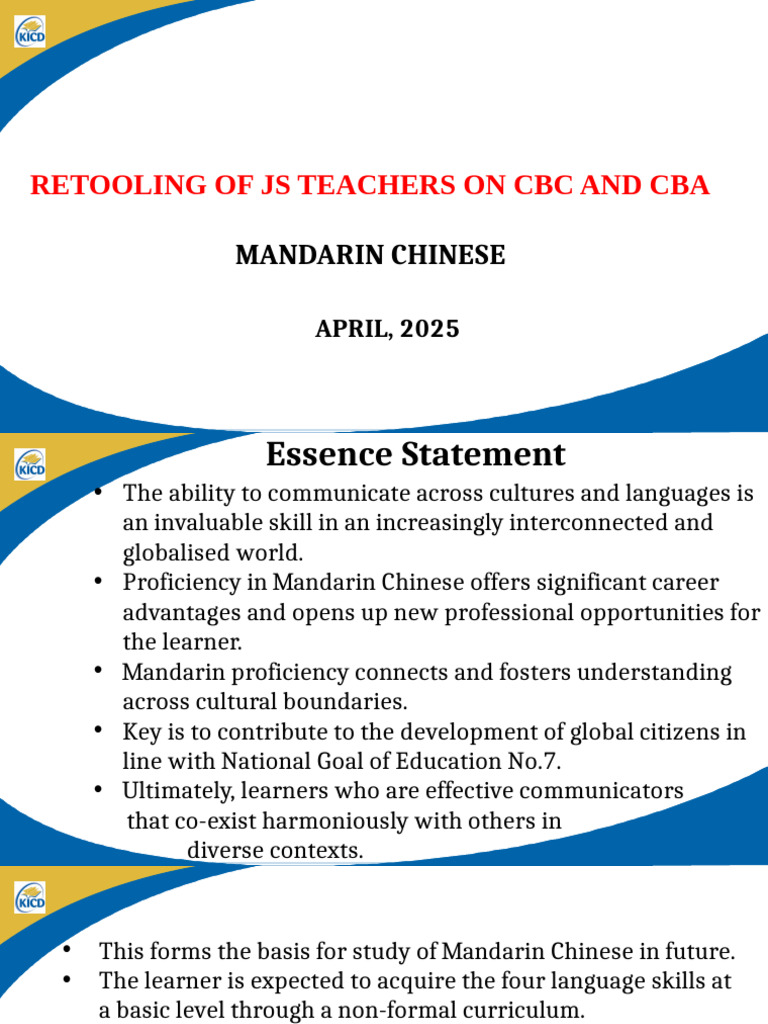 Mandarin Js Retooling April 2025 | PDF | Learning | Fluency