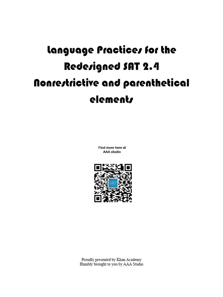 Nonrestrictive and Parenthetical Elements PDF | PDF