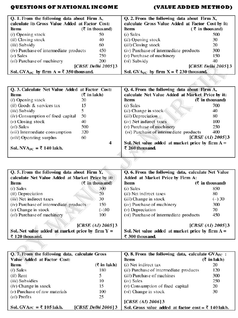 Imp National Income Questions | PDF