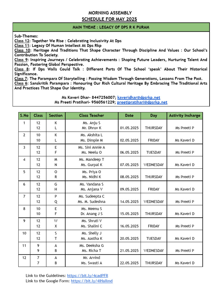 MAY 2025 Class Assemblies | PDF