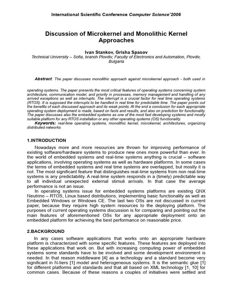 Microkernel vs Monolithic Kernel in RTOS | PDF | Kernel (Operating ...