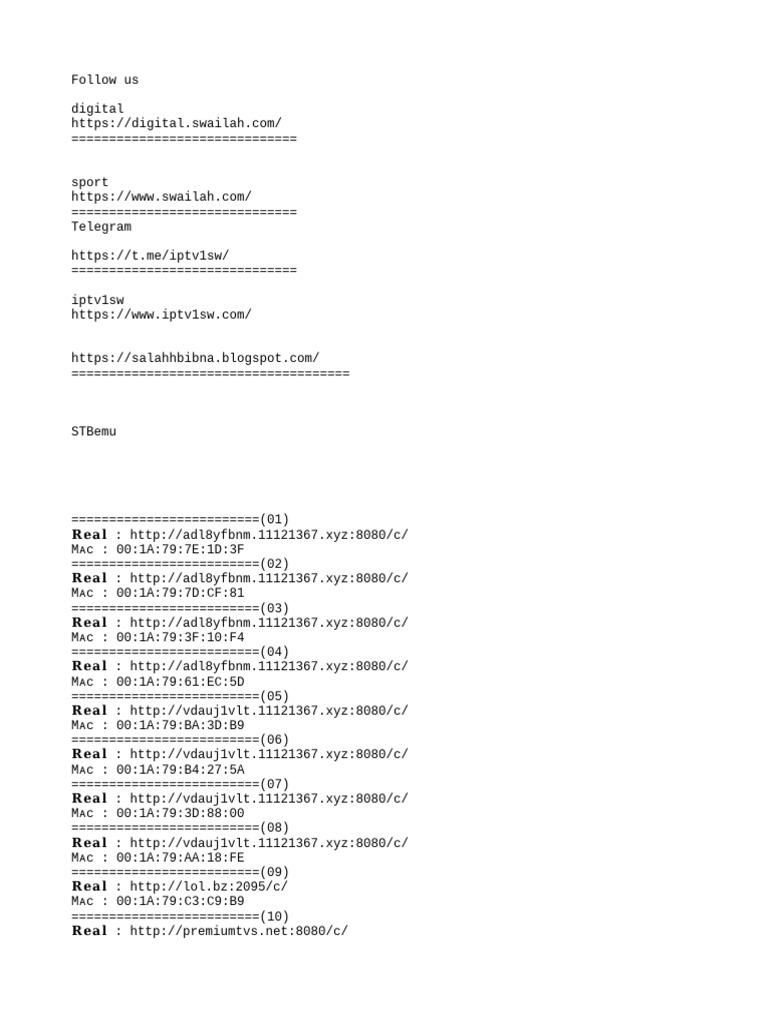 IPTV STB Codes and Links | PDF