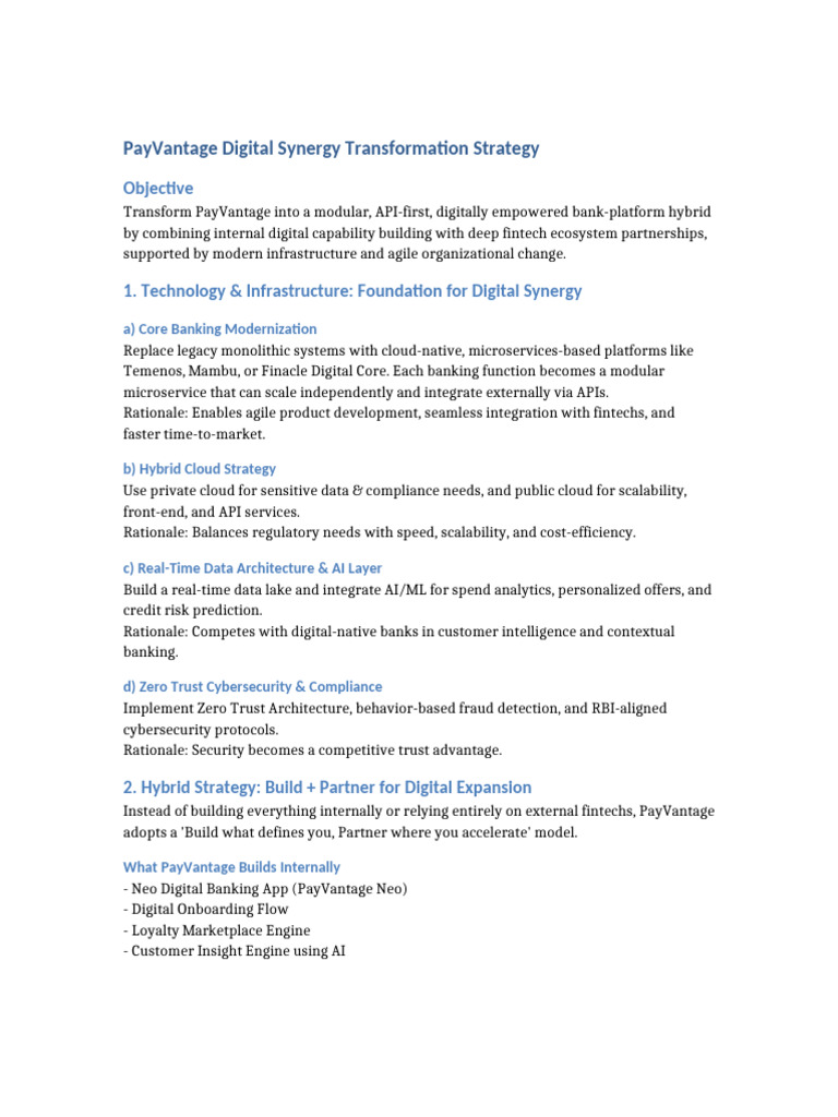 PayVantage Digital Synergy Strategy | PDF | Cloud Computing | Computing