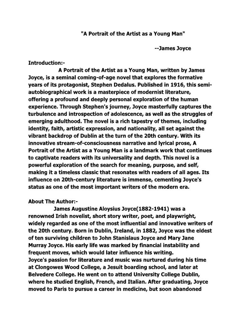 A Portrait of The Artist As A Young Man | PDF