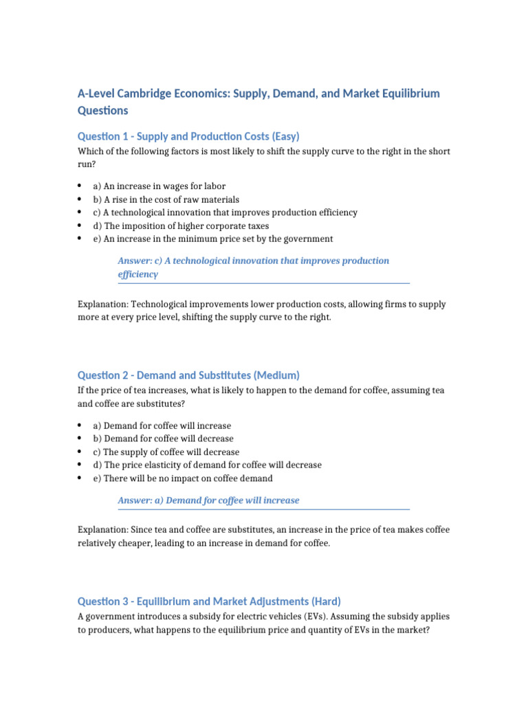 A-Level Economics: Supply & Demand Q&A | PDF | Supply And Demand | Demand