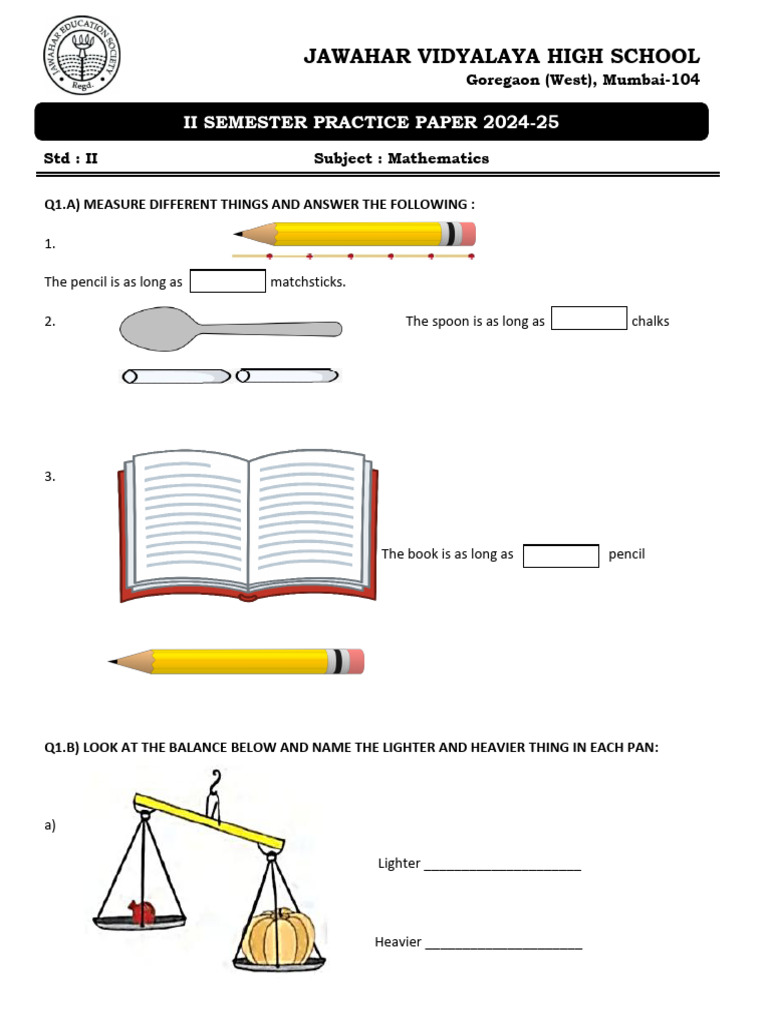 2nd Mathematics Practice Paper-2 | PDF