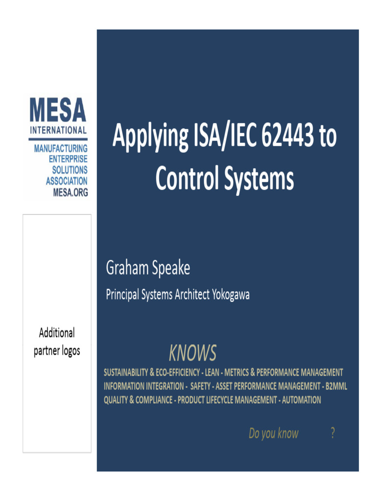 Applying ISA-IEC 62443 To Control Systems - Yokogawa (PDFDrive) | PDF ...