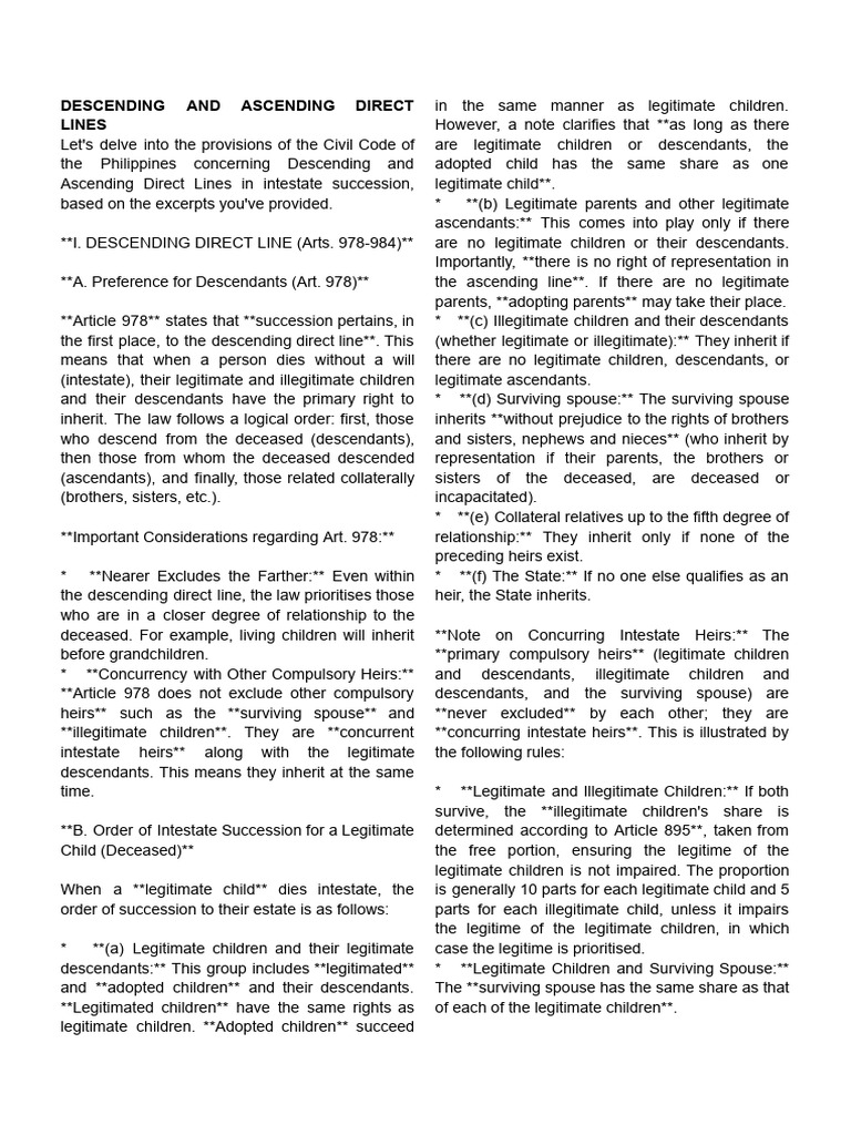 Descending and Ascending Direct Lines | PDF | Inheritance | Legitimacy ...