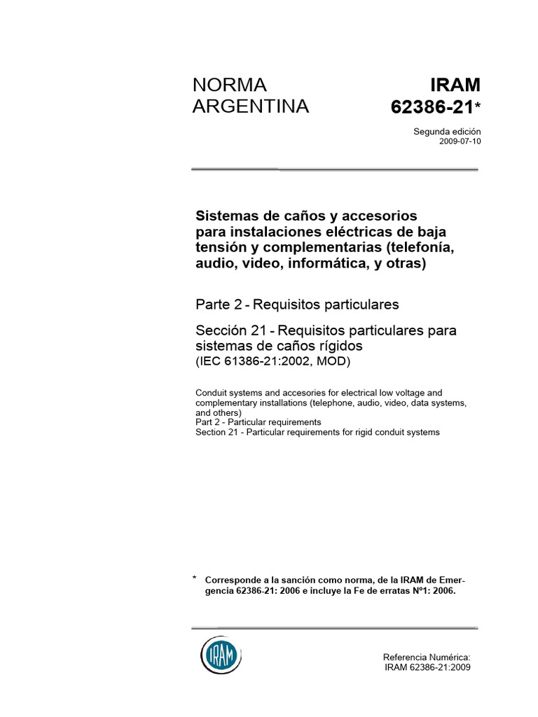 Iram 62386-21 | PDF | Laboratorios | Comisión Electrotécnica Internacional
