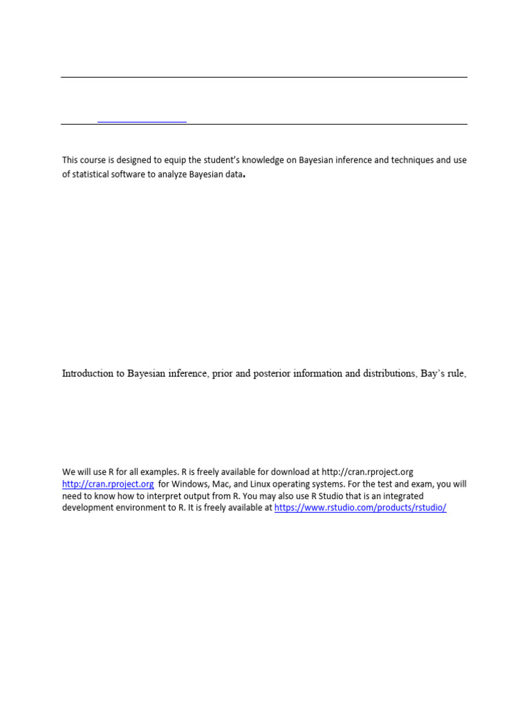 STA 426-Course Outline - Bayesian Inference and Decision Theory | PDF | Statistical Inference ...