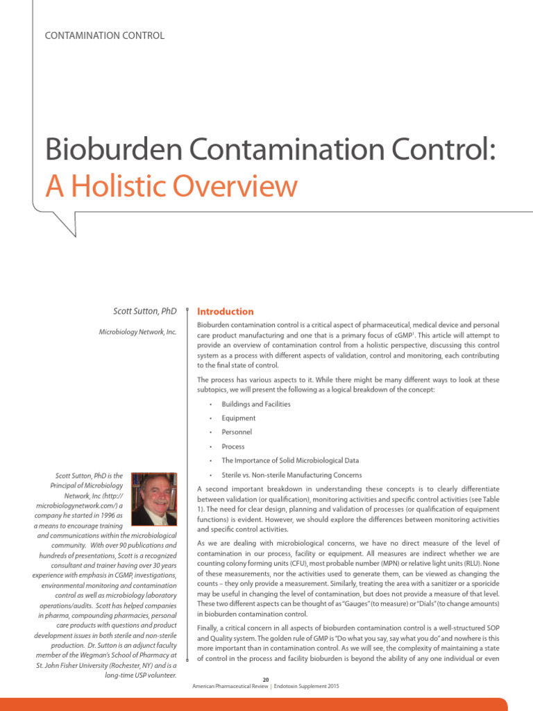 Bioburden Contamination Control - Sutton | PDF | Colony Forming Unit ...