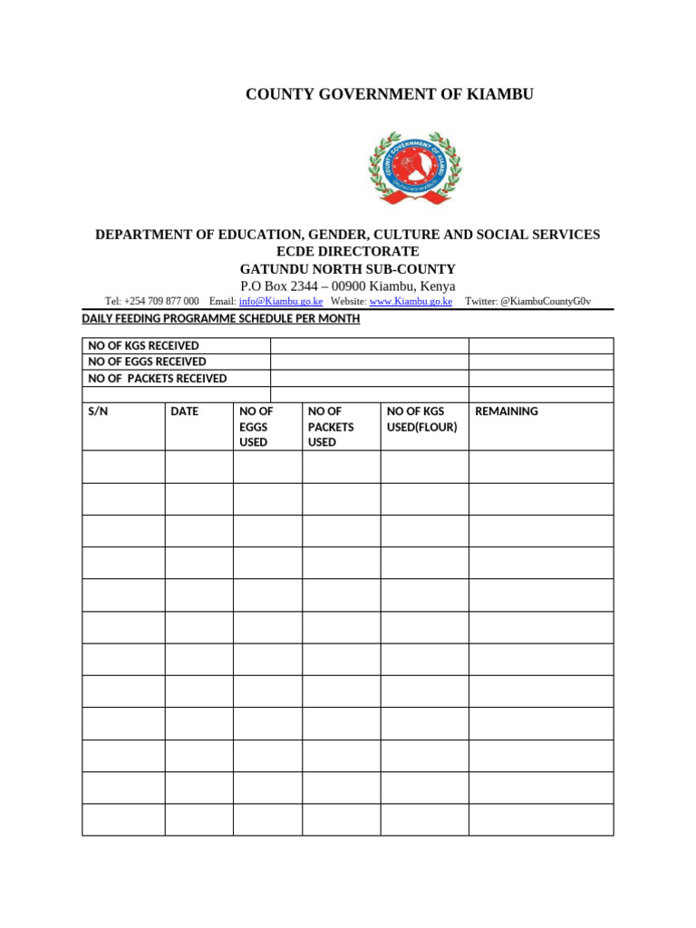 Daily Feeding Program Schedule | PDF