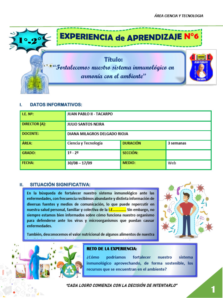 1ero-2do Experiencia de Aprendizaje-Nº06-Ciencia y Tecnologia | PDF | Science | Sustentabilidad