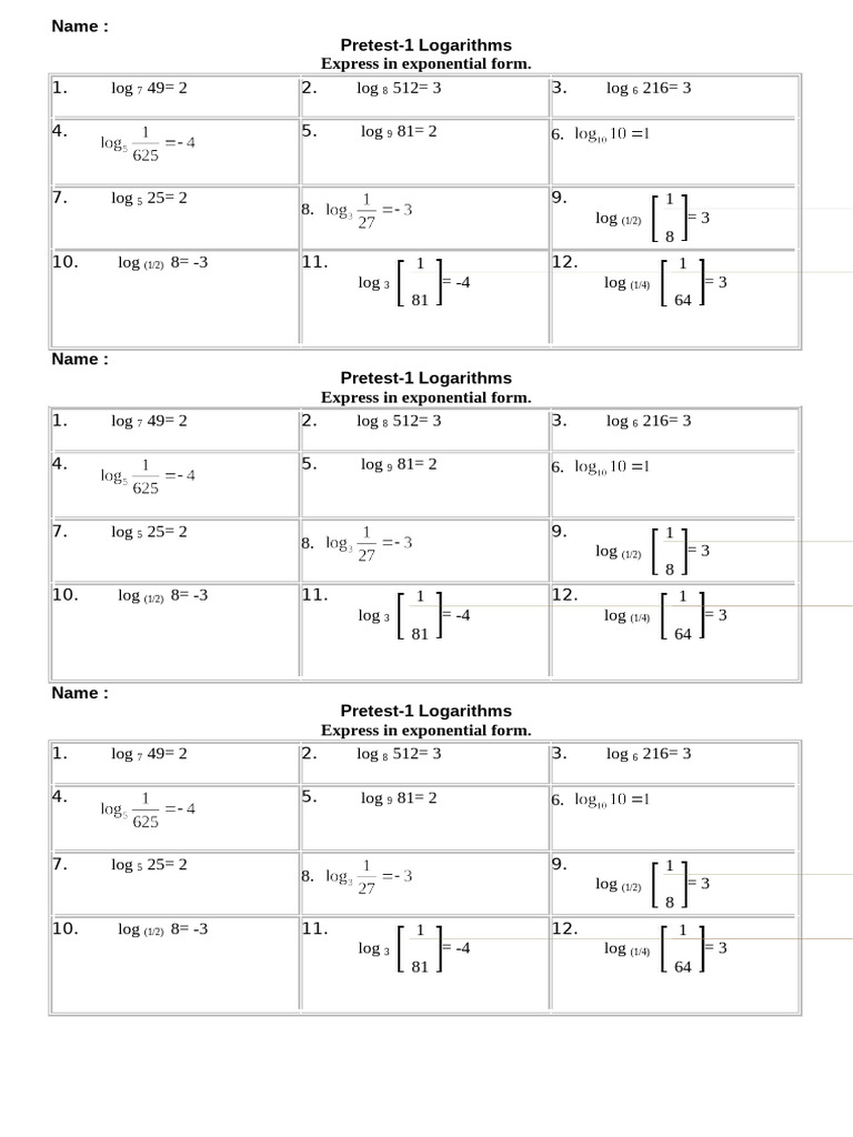 Logarithmic Exercise | PDF