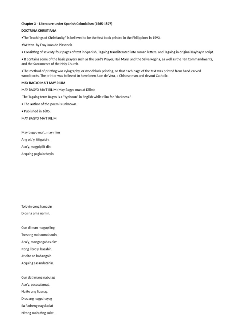 Chapter 3 Literature Under Spanish Colonialism | PDF | Poetry | Philippines