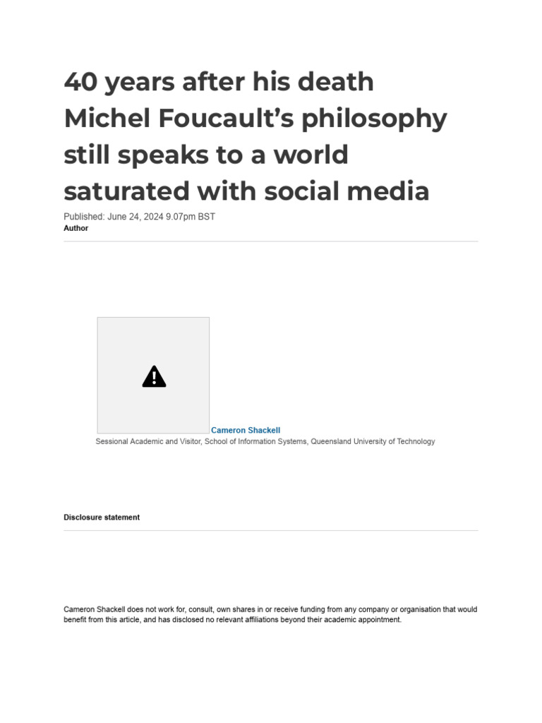 40 Years After His Death Michel Foucault's Philosophy Still Speaks ...