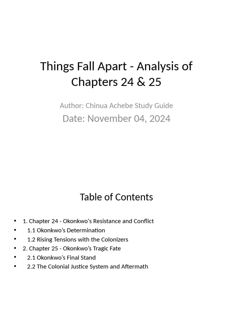 Things Fall Apart Chapter 24 25 Analysis | PDF