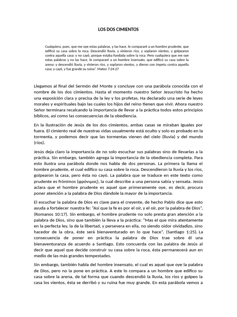 Los Dos Cimientos | PDF | Parábolas de Jesús | Jesús
