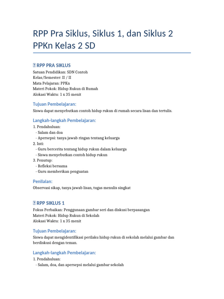RPP_PPKn_Kelas_2_SD_PTKSiklus | PDF