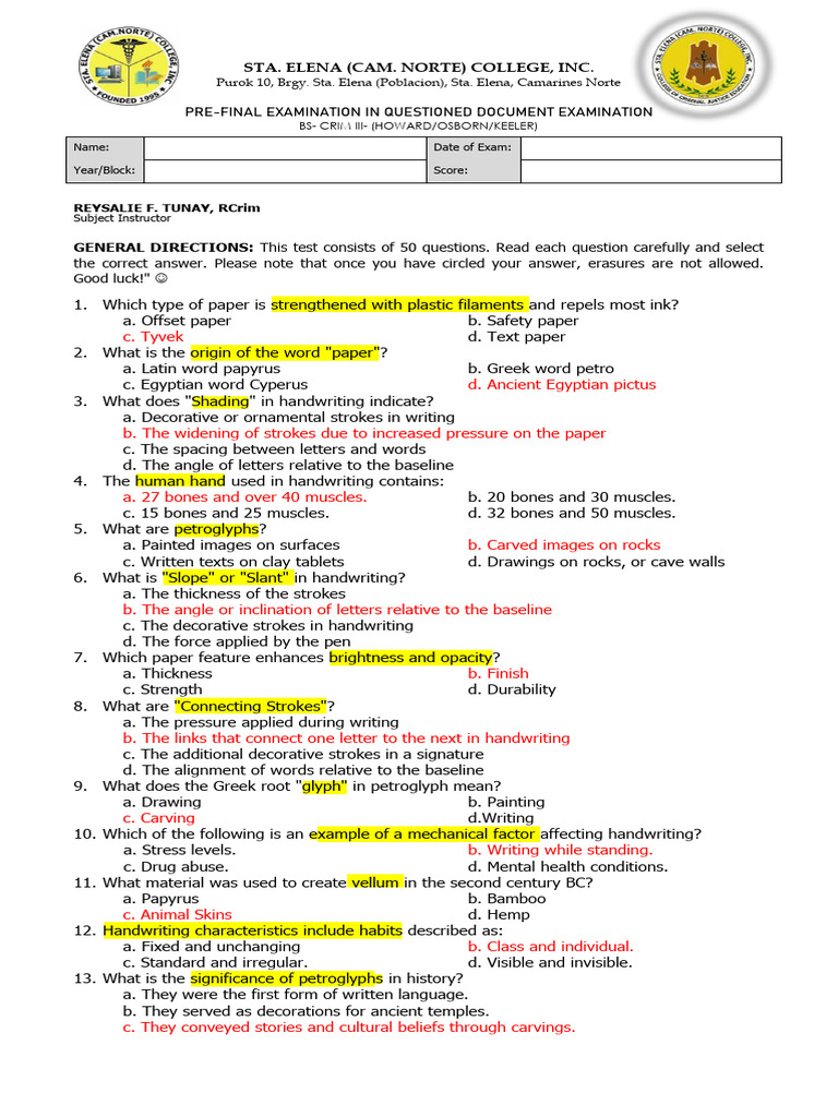Pre Final Exam Qde 1st Sem | PDF | Paper