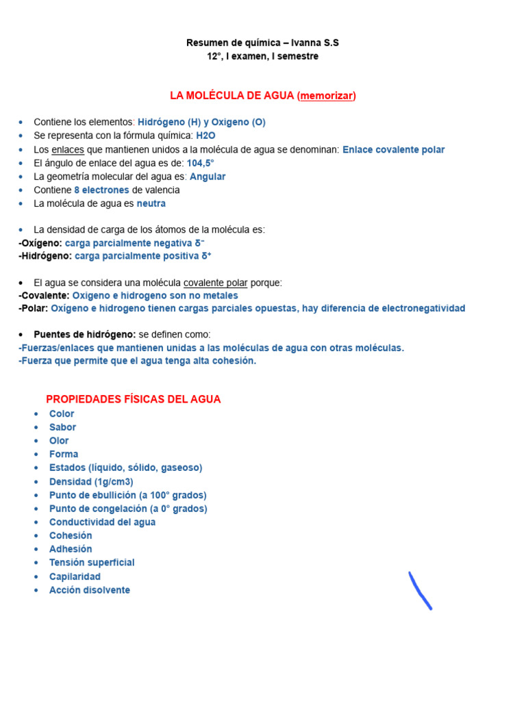Química | PDF | Propiedades del agua | Agua