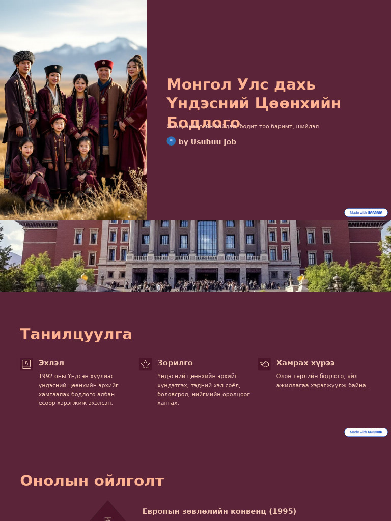 Mongol Uls Dah UEndesnij Coeoenhijn Bodlogo | PDF