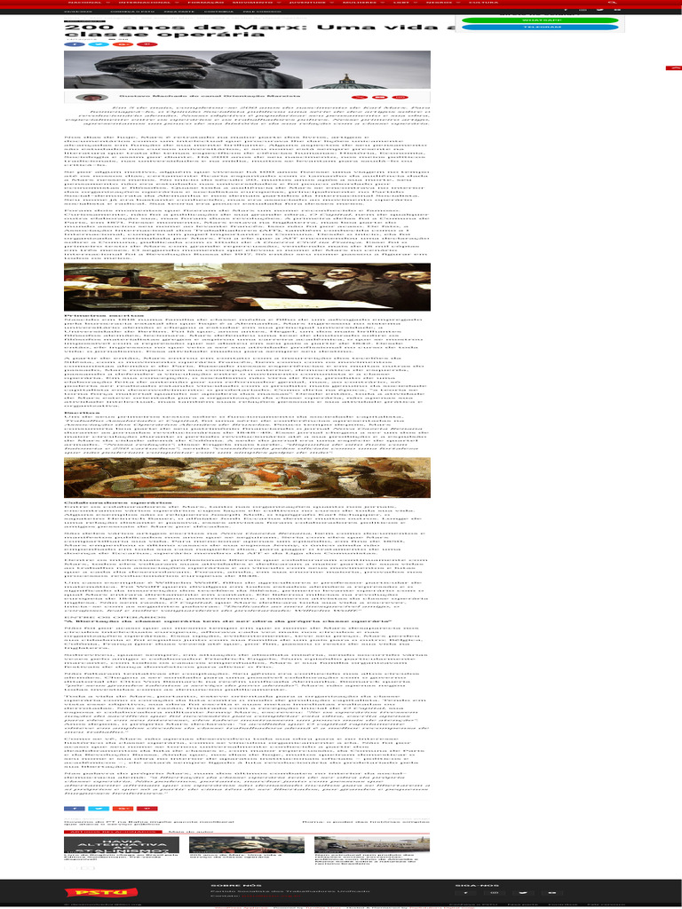 200 Anos de Marx_ Uma Vida a Serviço Da Classe Operária _ PSTU | PDF ...