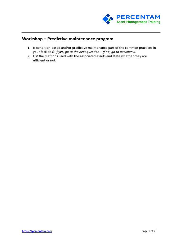 IAT-Workshop7 - Predictive Maintenance Program | PDF