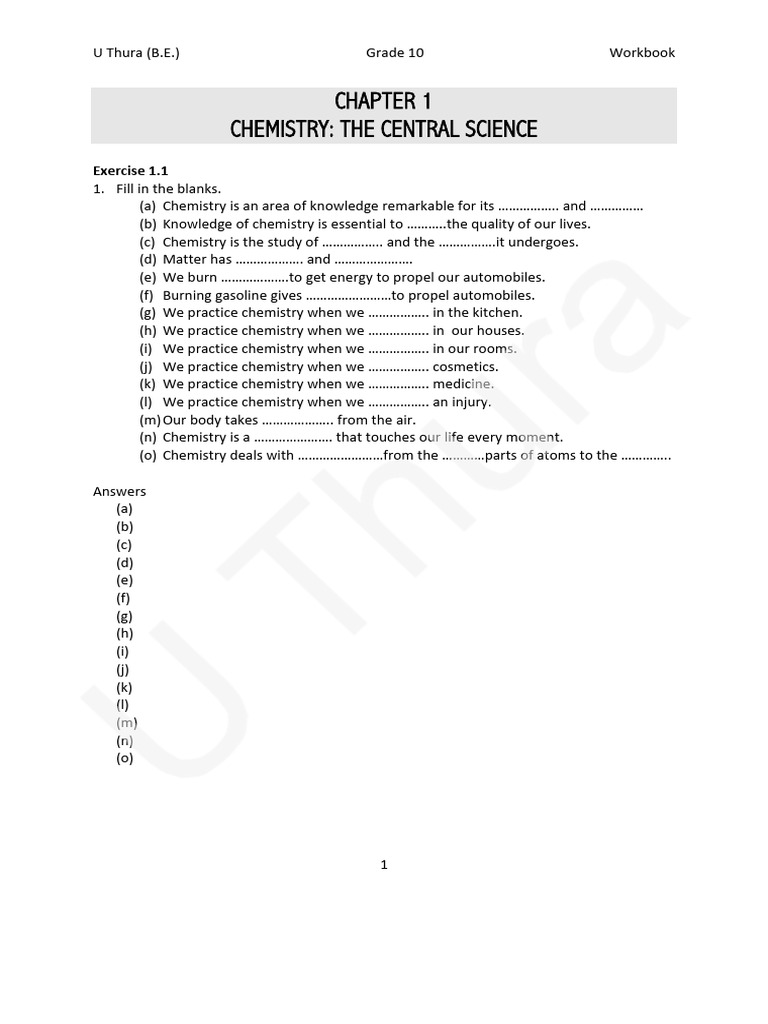 G10 Workbook Answers pg1-13 | PDF | Chemistry | Alchemy