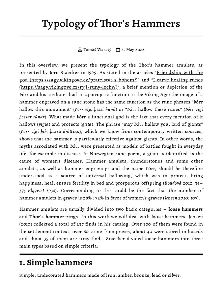 Typology of Thor's Hammers - Projekt Forlǫg | PDF | Thor