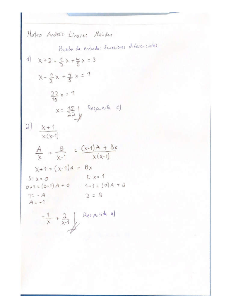 Prueba de Entrada | PDF