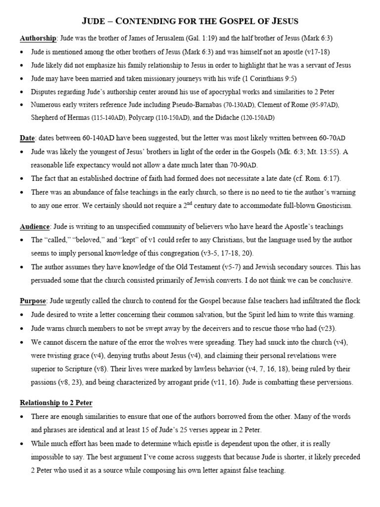 Jude-Outline-Handout-For-DRBC-10.18.17 | PDF | Epistle Of Jude ...