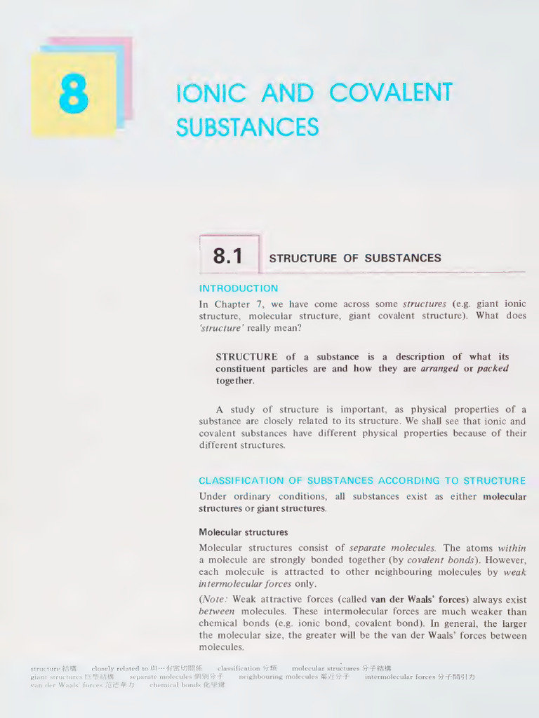 Ch 8 Ionic and Covalent Substances | PDF | Salt (Chemistry) | Chemical ...