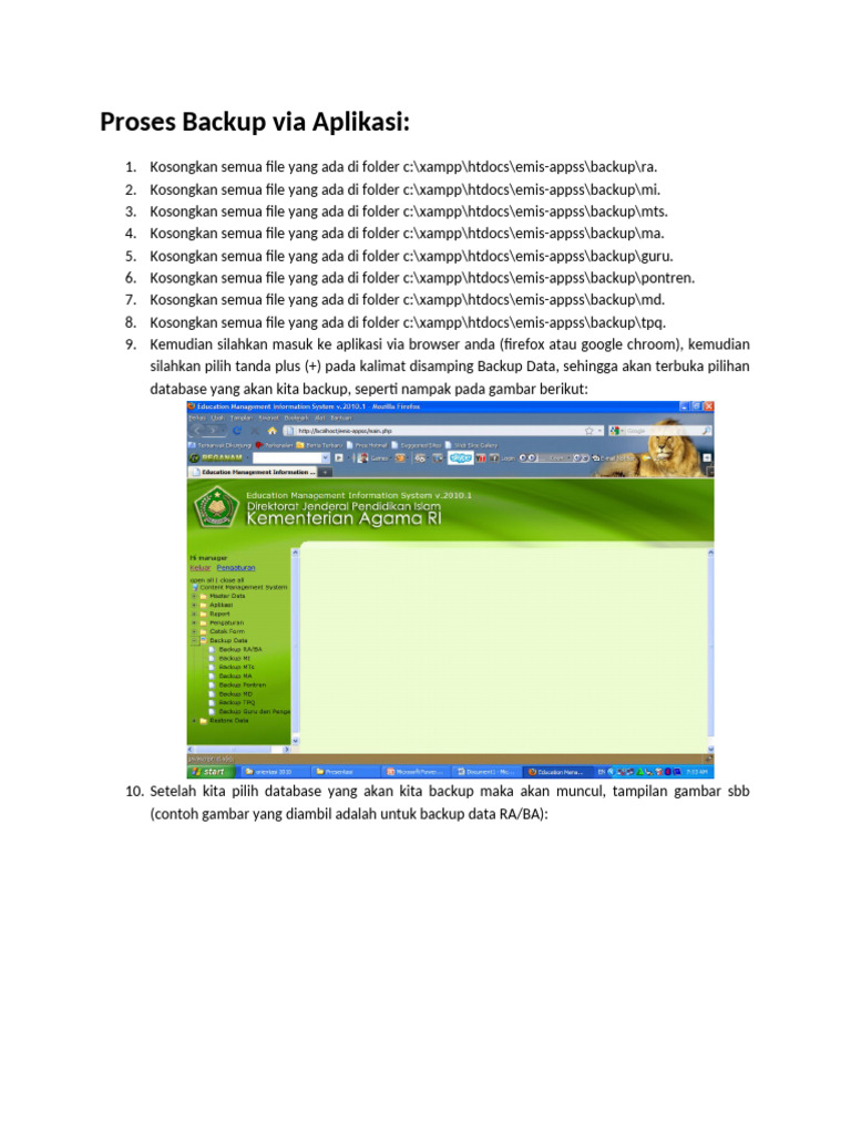 Proses Backup dan Restore Database EMIS | PDF