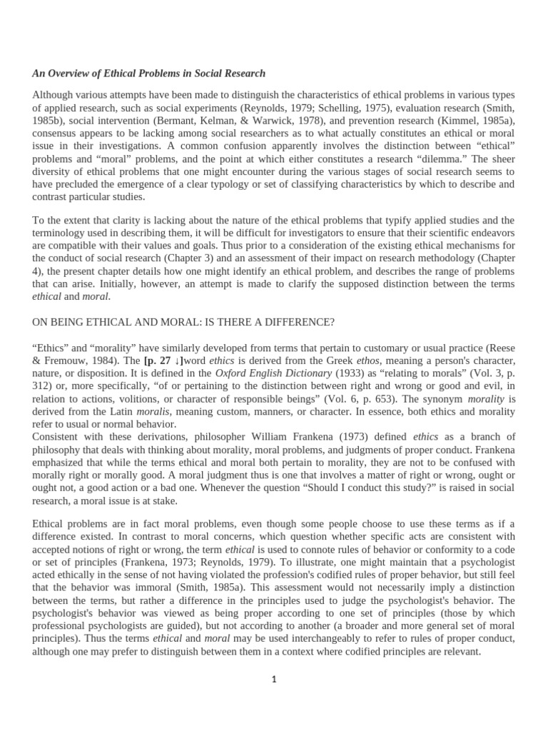 Ethical Dilemmas in Social Research | PDF | Morality | Evaluation