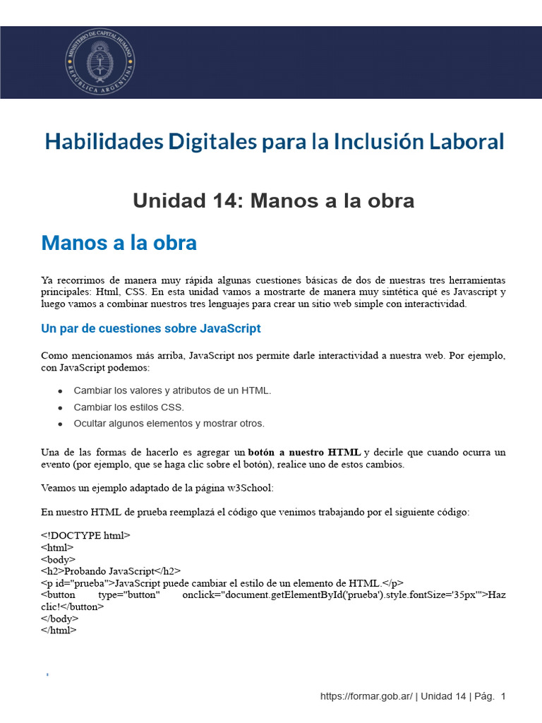 Crear un sitio web simple con JS | PDF | HTML | Script Java