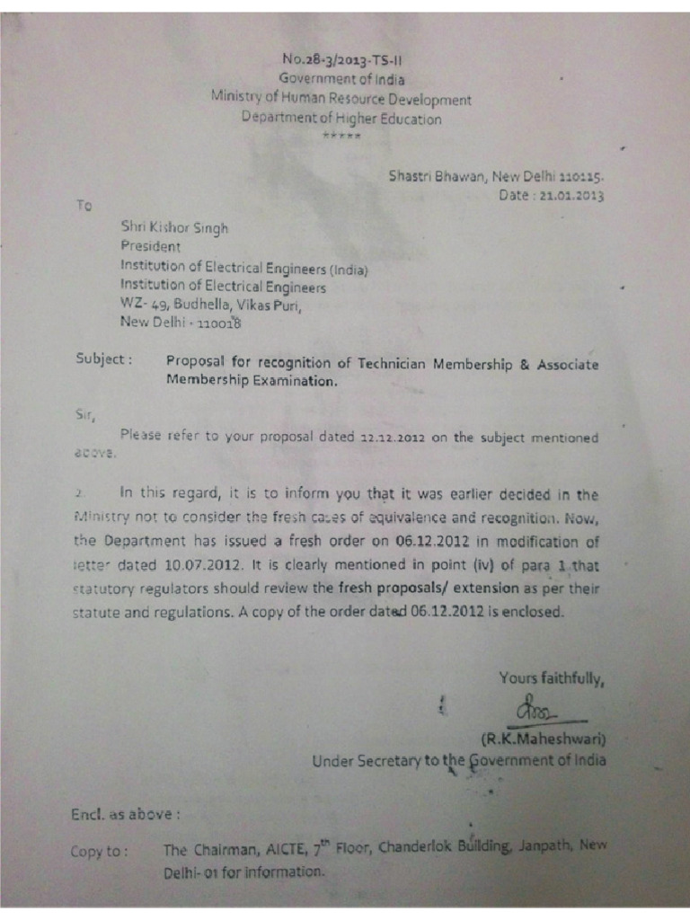 Affiliation Certificate MHRD | PDF