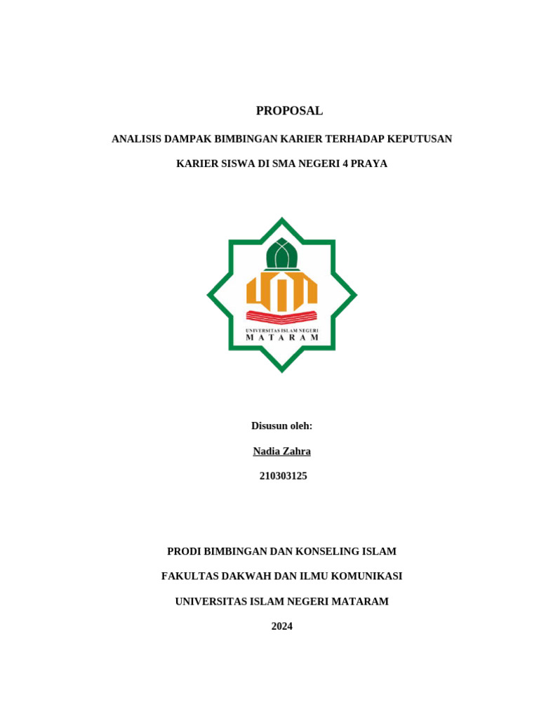 PROPOSAL TERBARU, Nadia Zahra | PDF