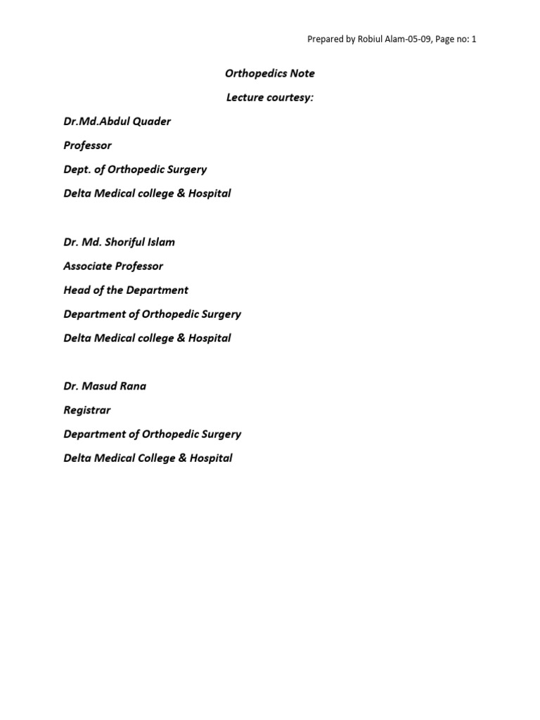 Orthopedics Full Lecture | PDF | Elbow | Musculoskeletal System